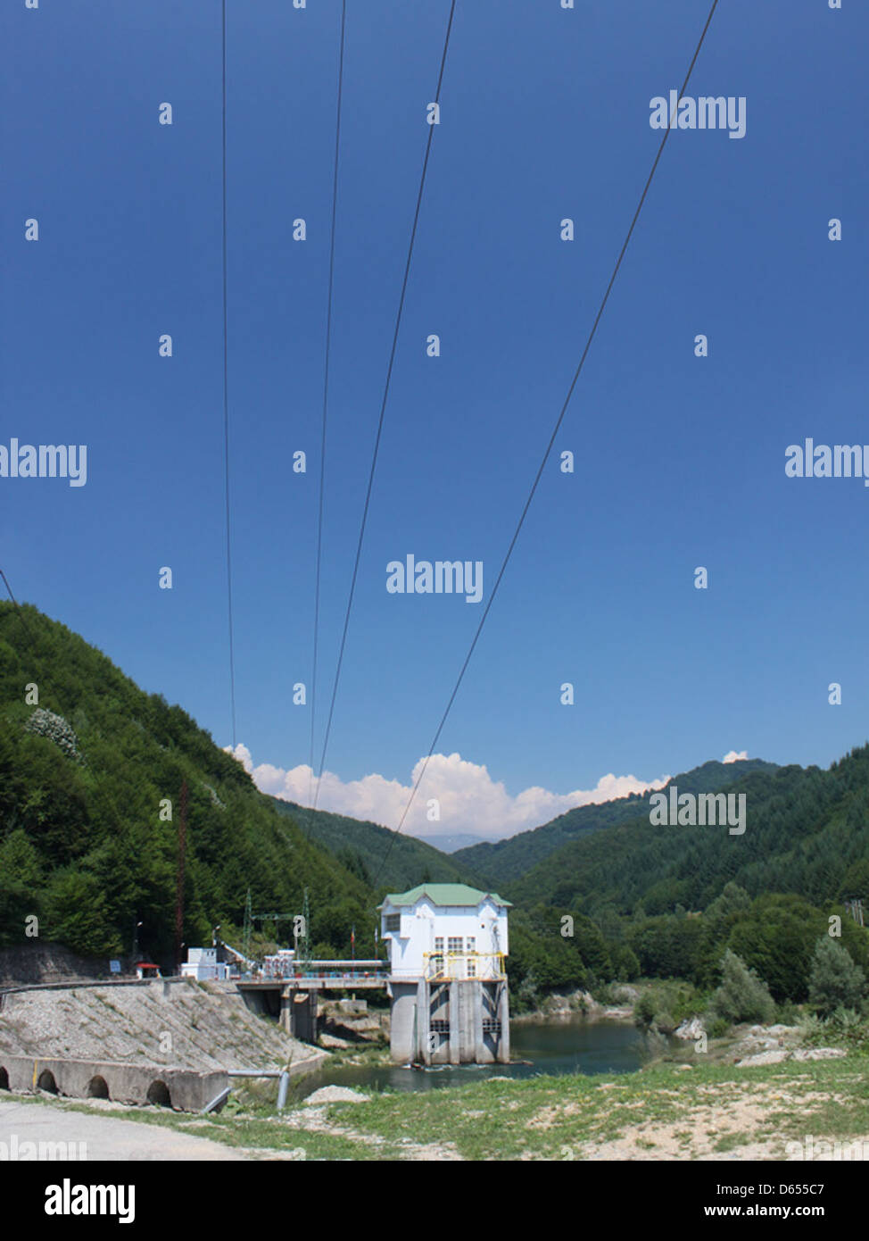 The image features an underground hydroelectric power station, where ...