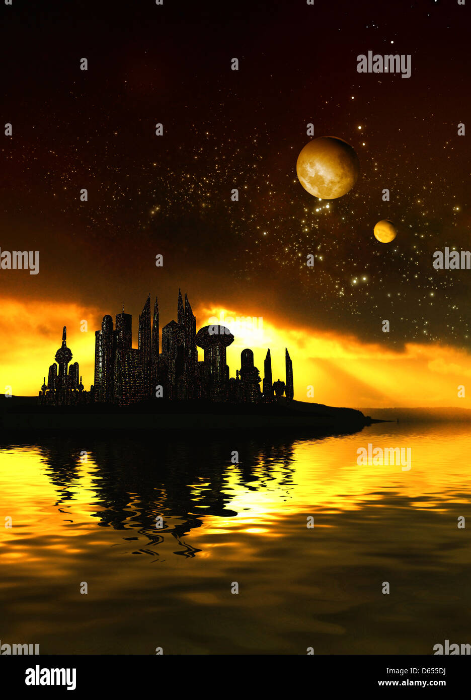 Alien city, artwork Stock Photo - Alamy