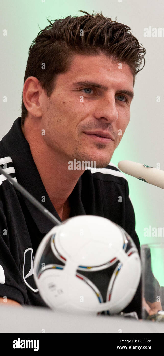 Germany's Mario Gomez attends a press conference of the German national ...