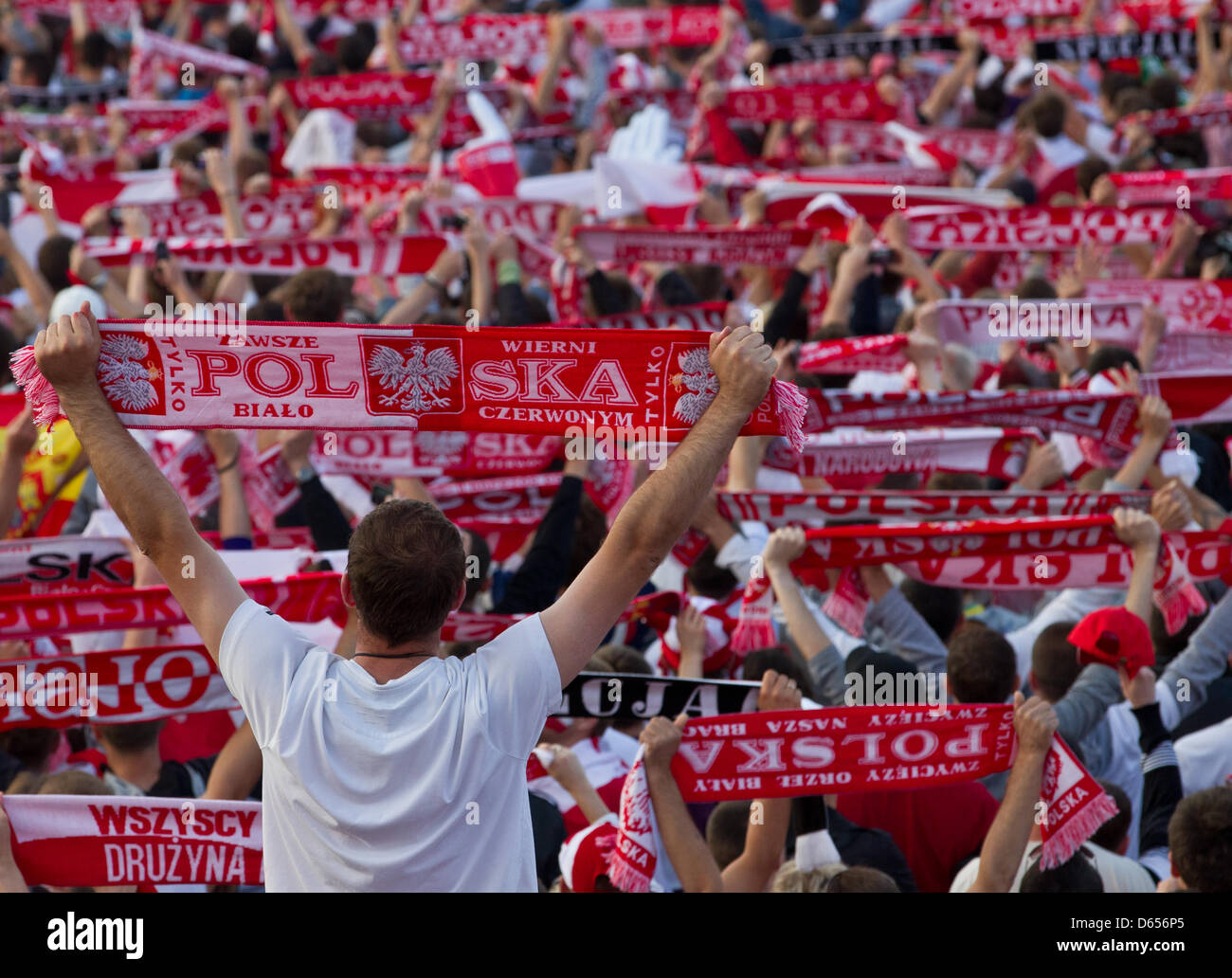 Polish football fans attend a public viewing in Gdansk, Poland, 12 June ...