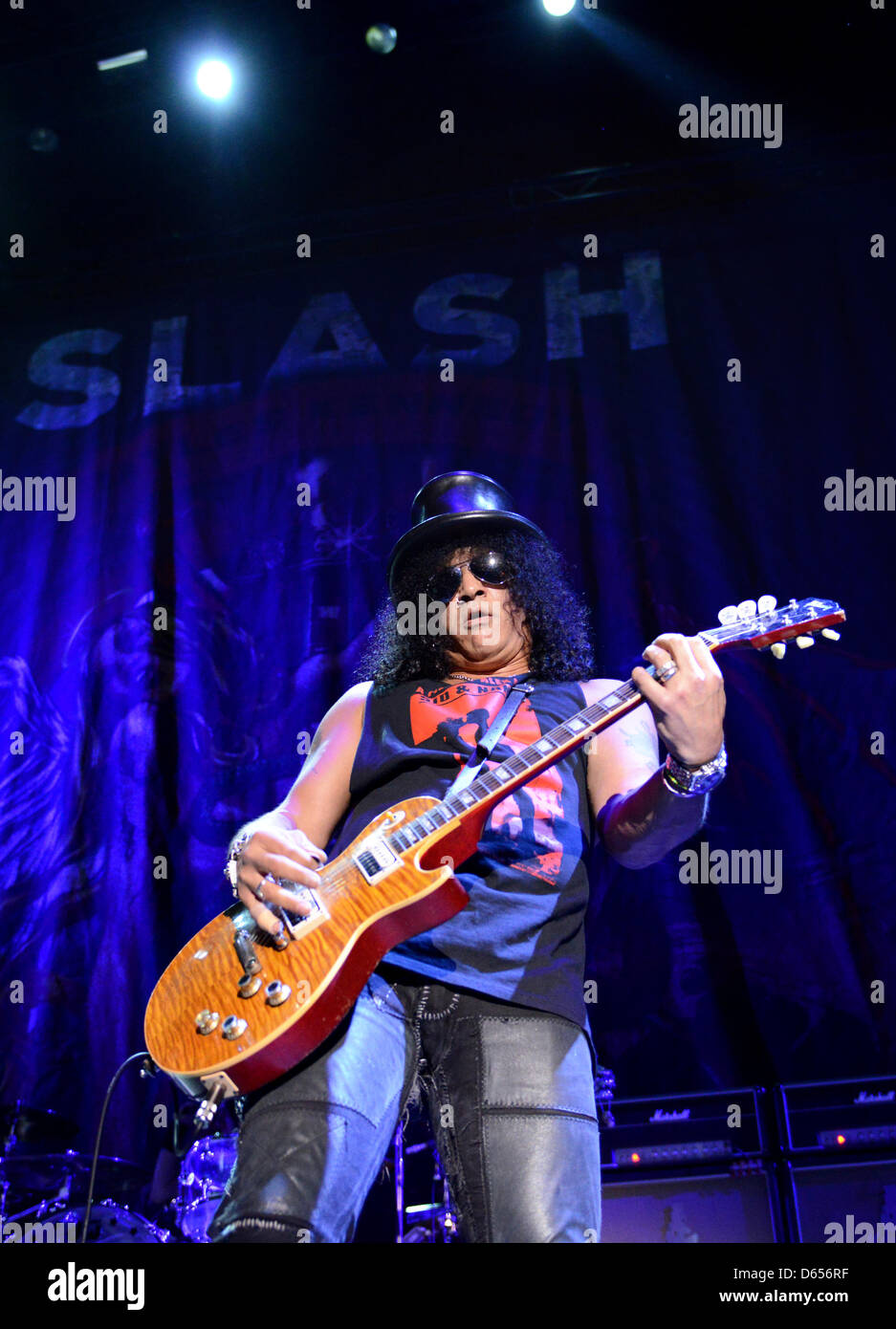 British-American rock musician Slash performs at Max-Schmeling-Halle in ...