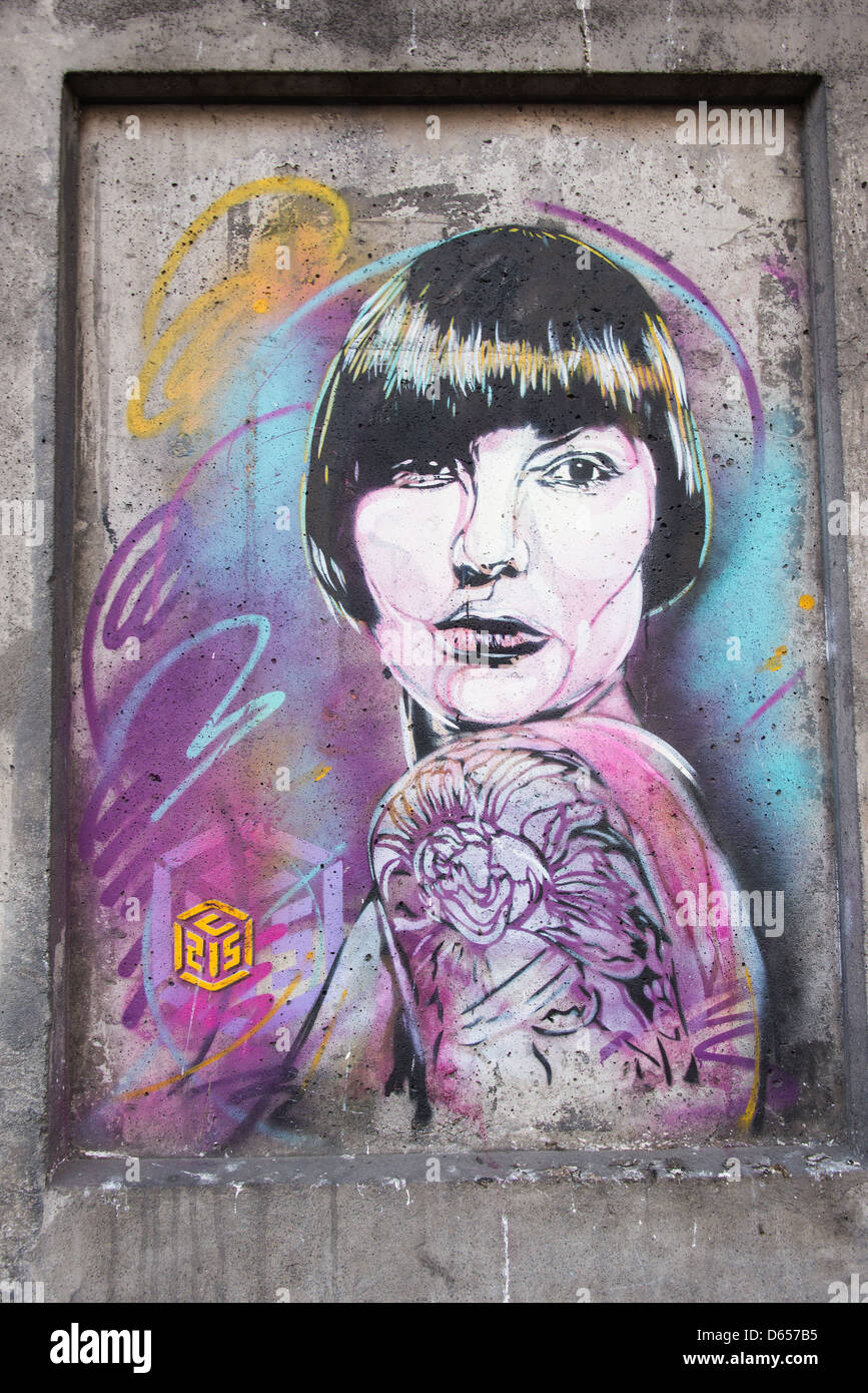 C215 street painting in Oslo woman Stock Photo - Alamy