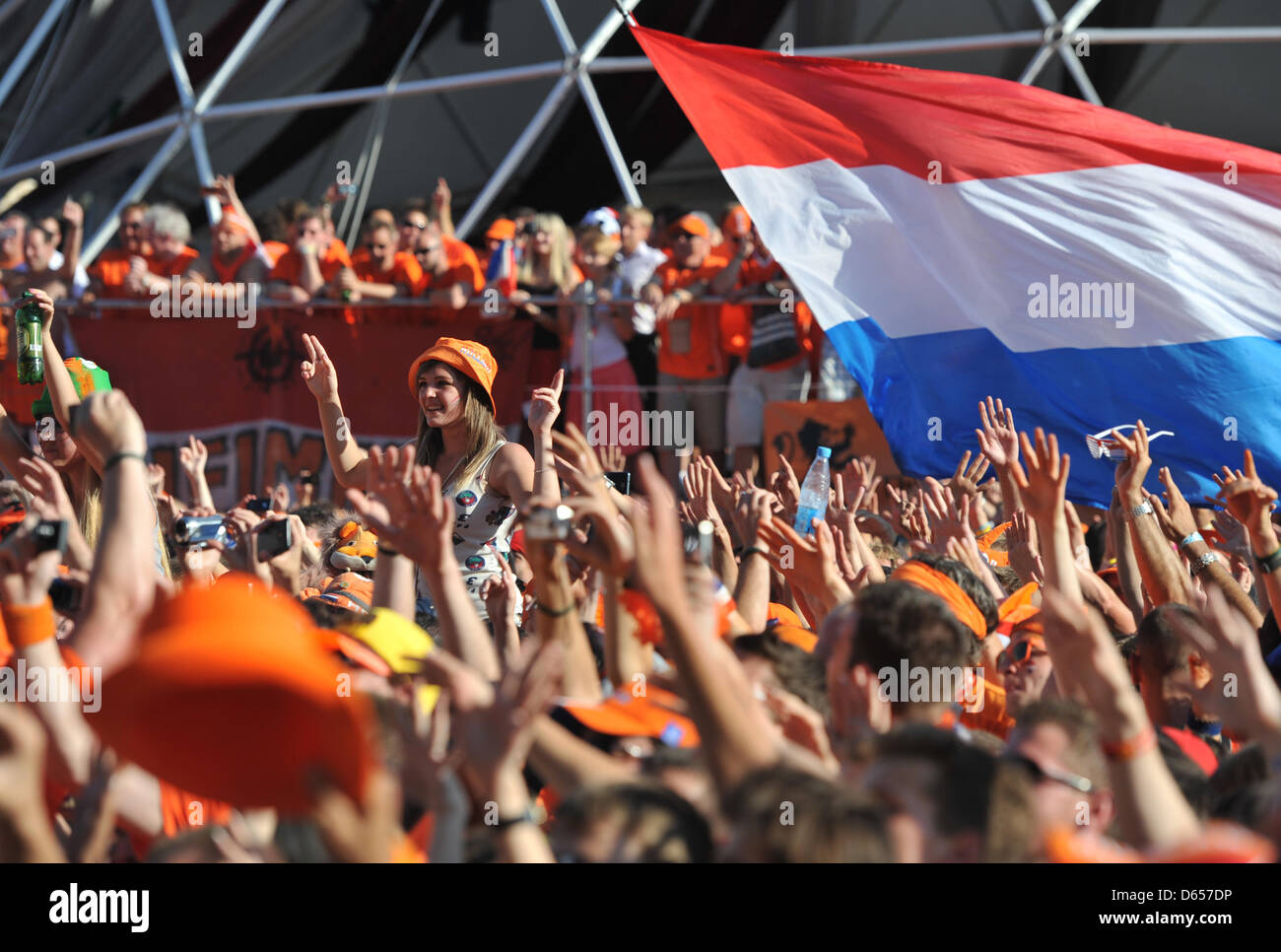 Dutch fans attend a public viewing prior to the UEFA EURO 2012 group B ...