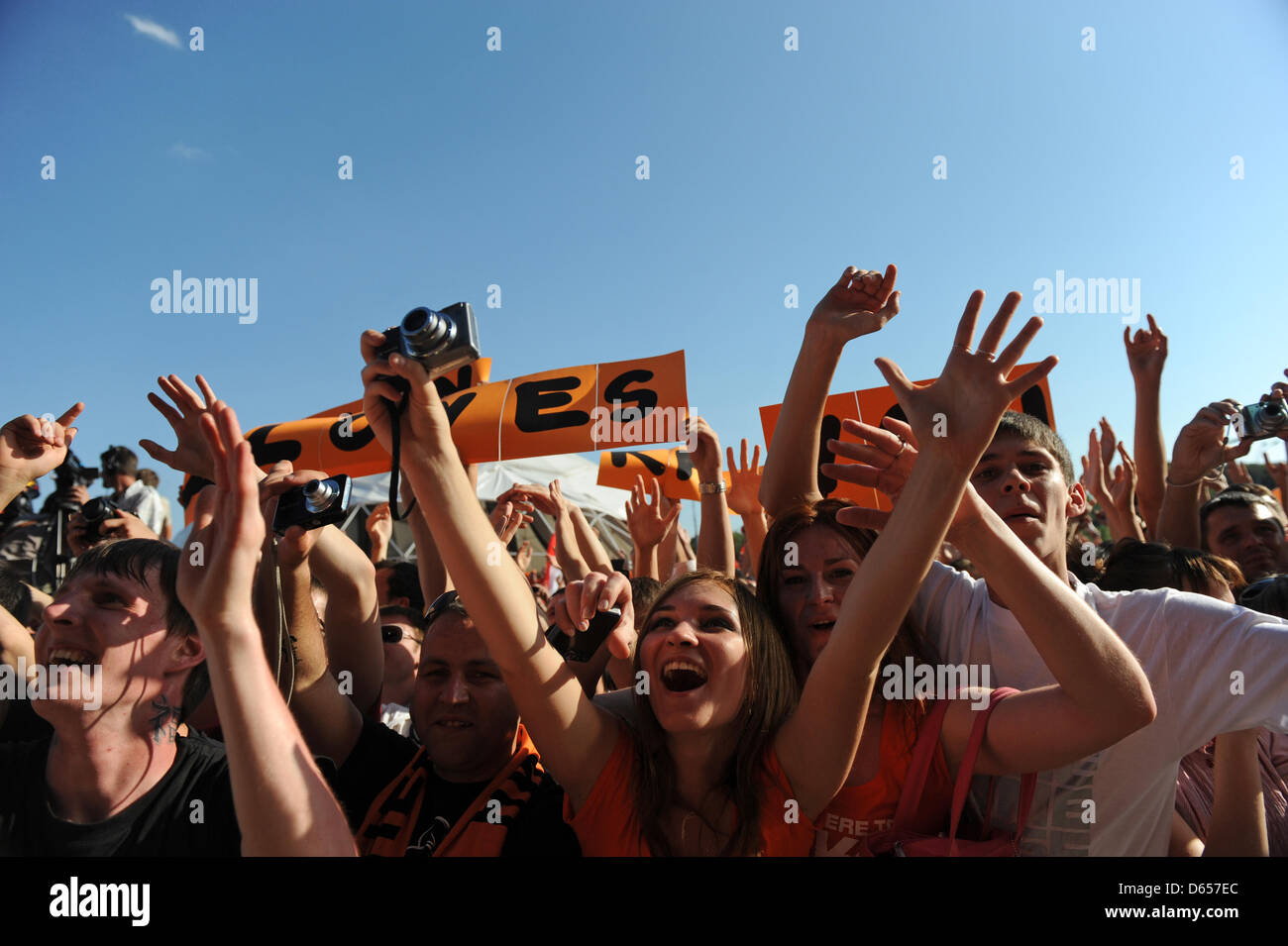 Dutch fans attend a public viewing prior to the UEFA EURO 2012 group B ...