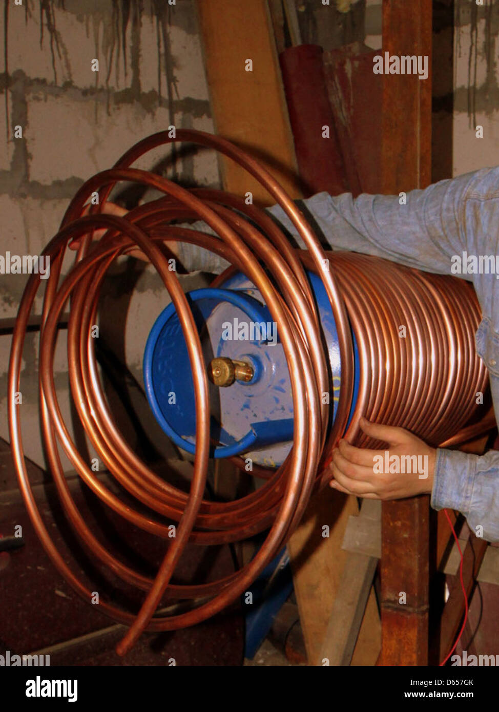 This image shows a helical copper coil used in DIY heat exchangers. The ...