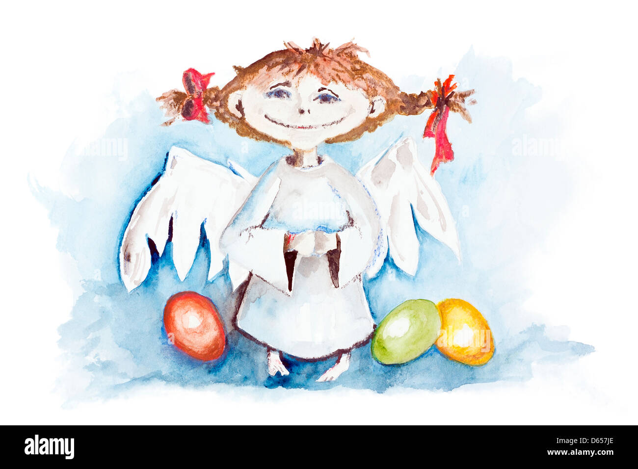 Watercolor illustration angel wings Cut Out Stock Images & Pictures - Alamy