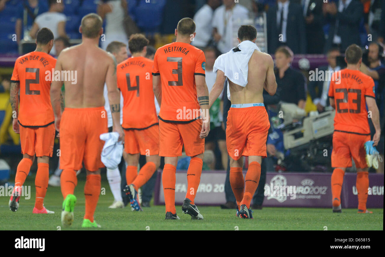 The Netherland's players leave the pitch after the UEFA EURO 2012 group ...