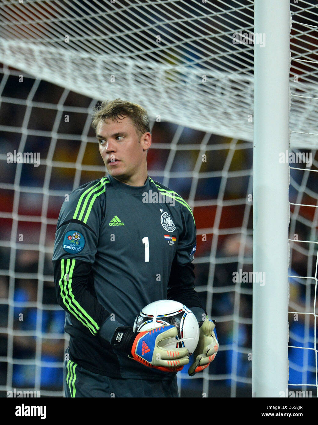 Germany's goalkeeper Manuel Neuer reacts during UEFA EURO 2012 group B ...