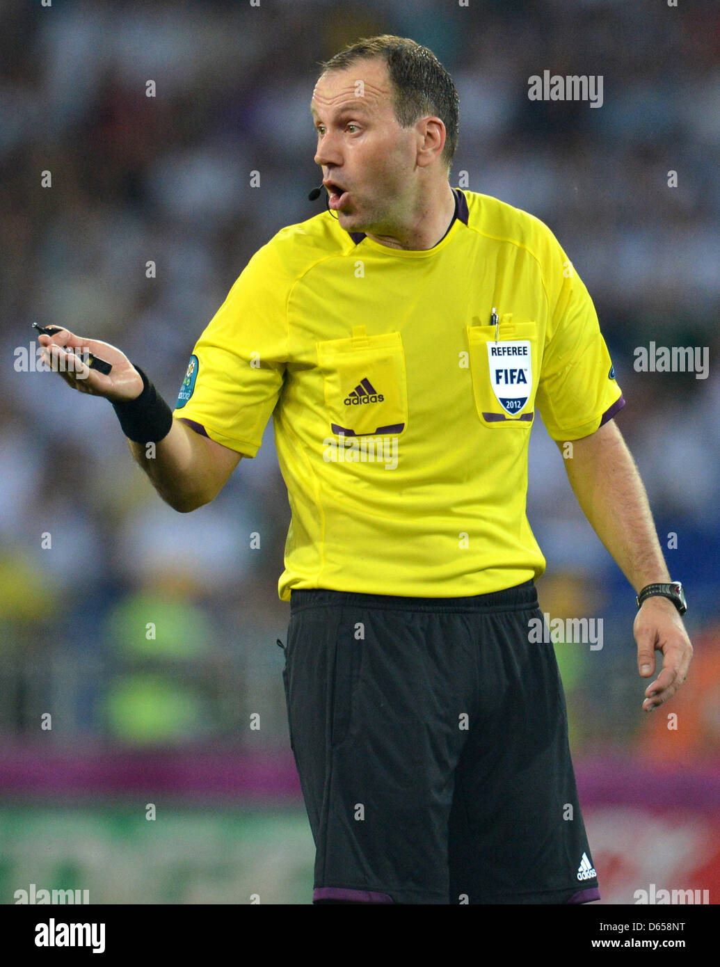 Referee Jonas Eriksson during UEFA EURO 2012 group B soccer match ...