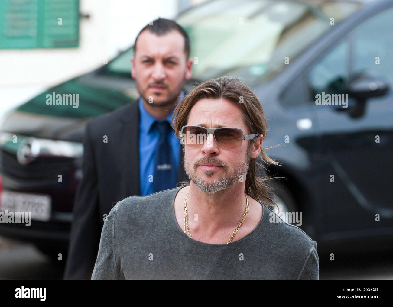 US actor Brad Pitt walks towards the New Gallery at the documenta (13 ...