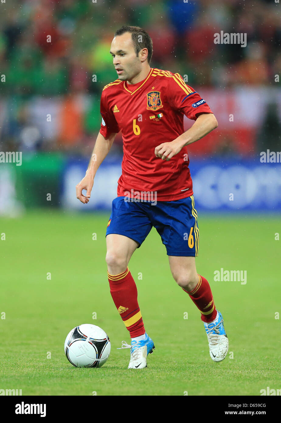 Spain's Andres Iniesta controls the ball during UEFA EURO 2012 group C ...