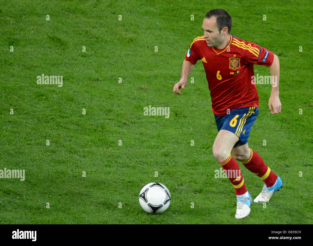 Spain's Andres Iniesta controls the ball during the UEFA EURO 2012 ...