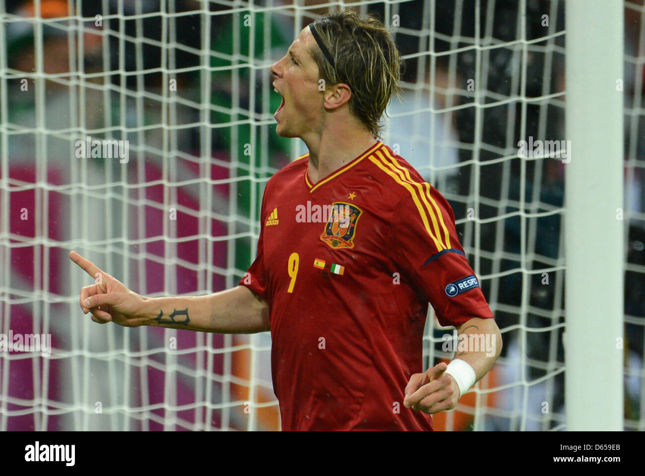 Spain's Fernando Torres celebrates scoring the 3-0 during the UEFA EURO ...