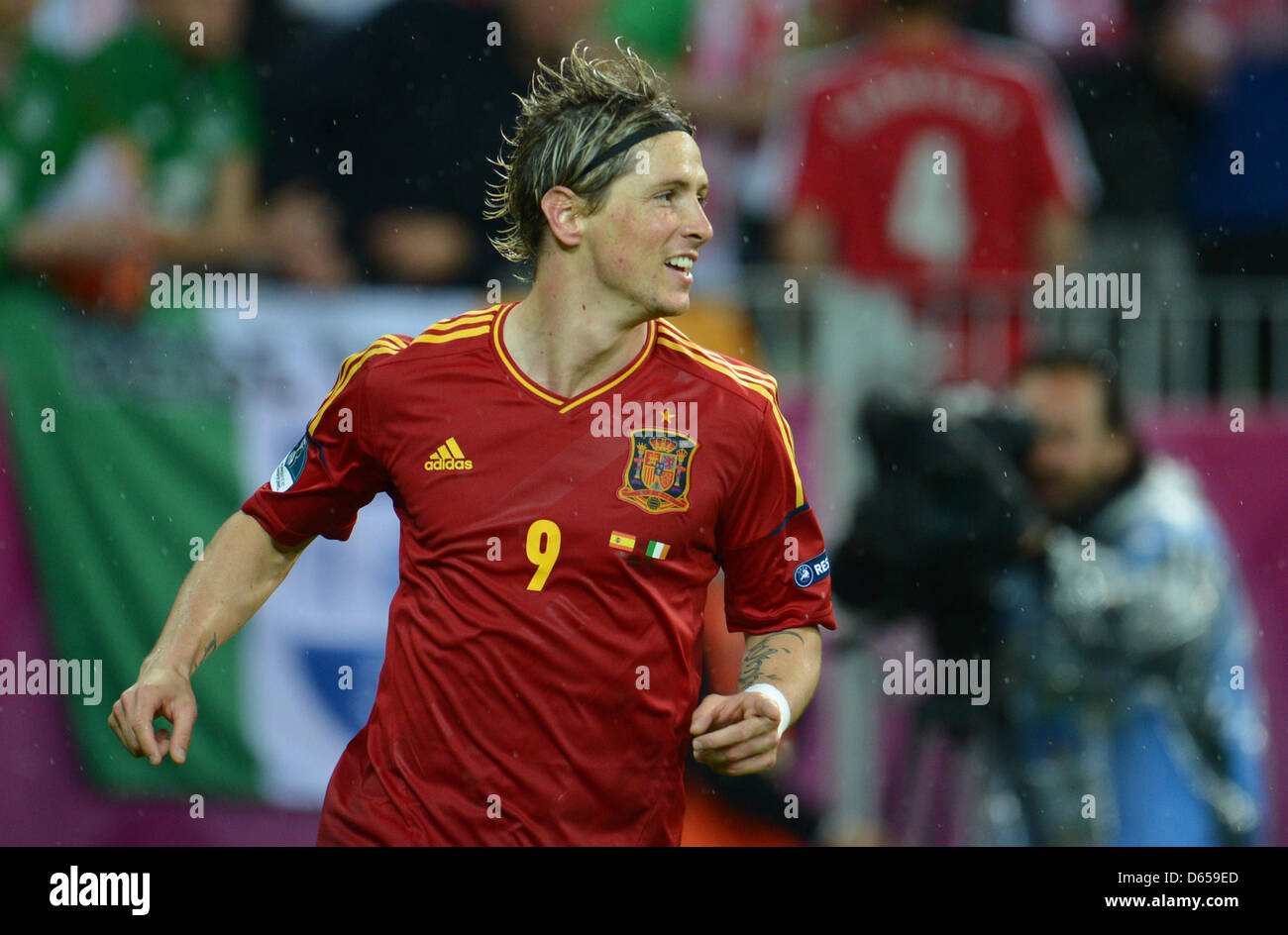 Spain's Fernando Torres celebrates scoring the 3-0 during the UEFA EURO ...