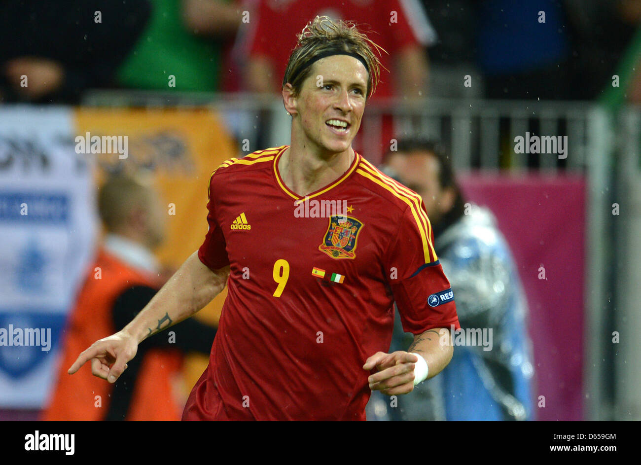 Spain's Fernando Torres celebrates scoring the 3-0 during the UEFA EURO ...