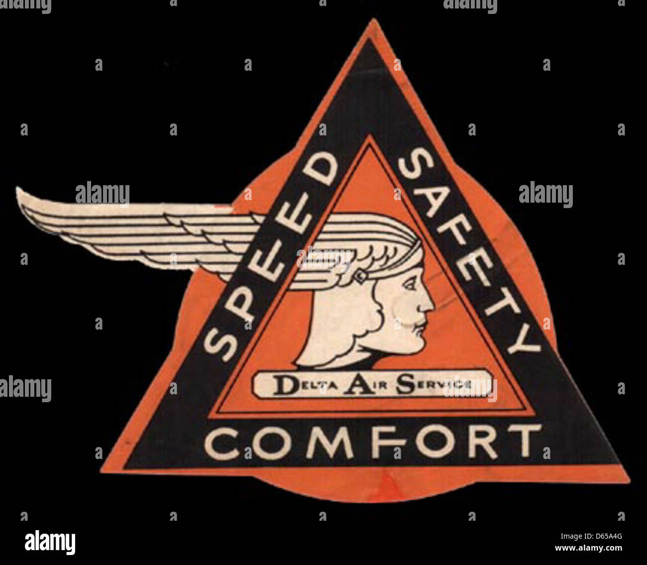 This 1929 Delta Air Service label features a vintage design ...