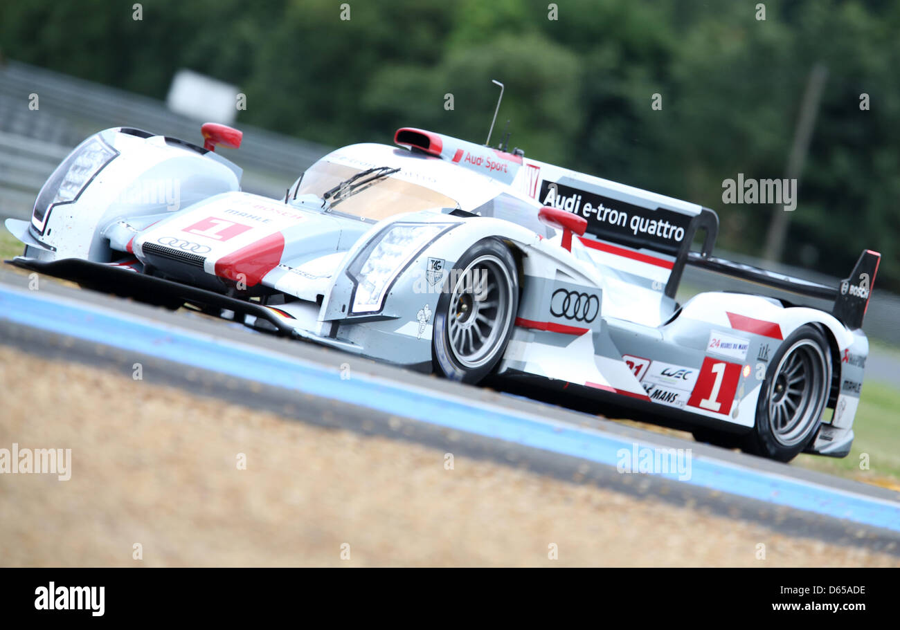 The LMP1 class Audi R18 e-tron quattro hybrid of Audi Sport Team Joest ...