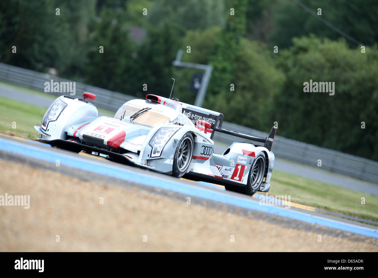 The LMP1 class Audi R18 e-tron quattro hybrid of Audi Sport Team Joest ...