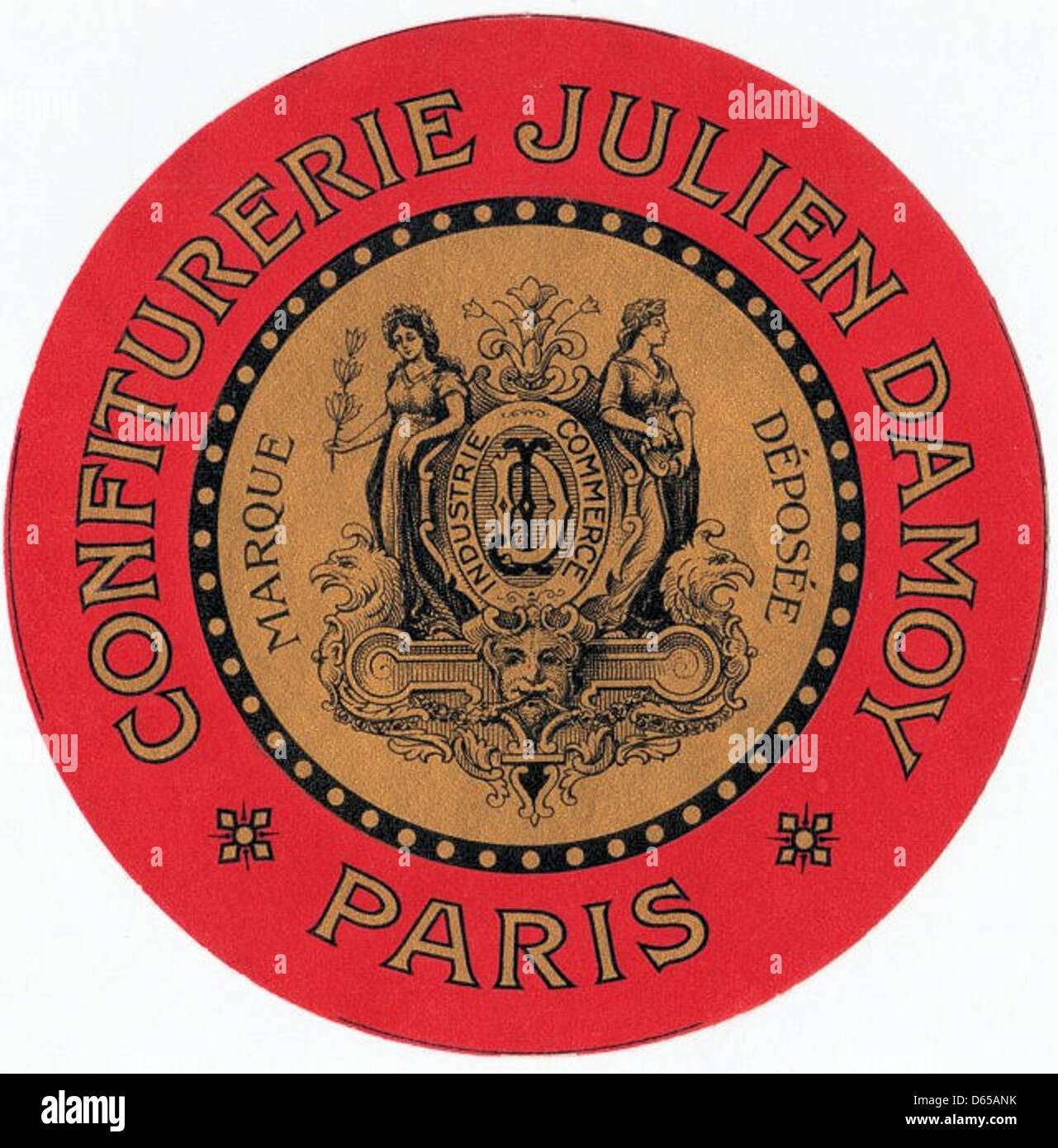 A vintage French jam label from Julien Damoy, dating back to the early ...
