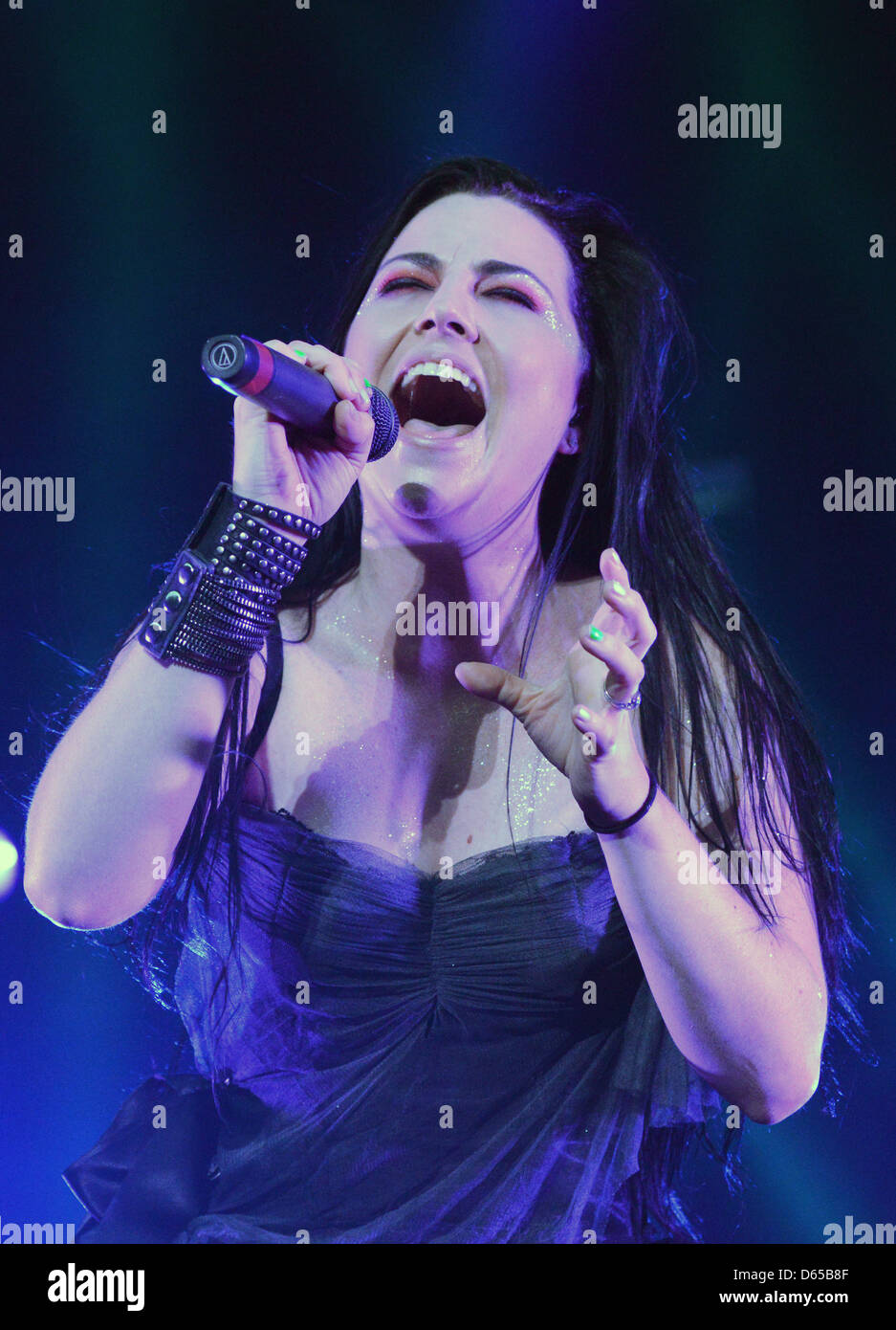 Singer of the US-alternative rock band Evanescence, Amy Lee, performs on stage with her band at ...