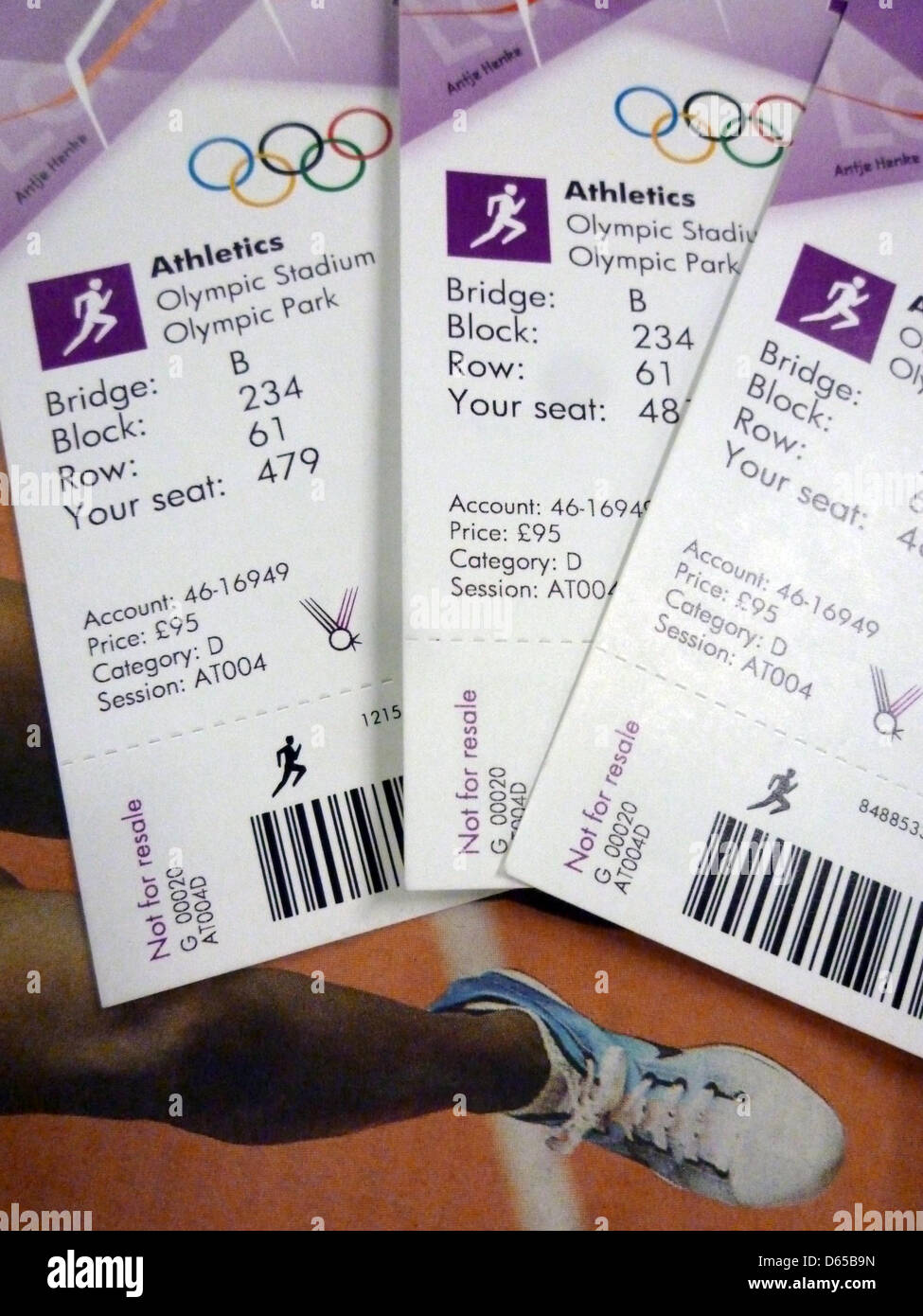 A set of admission tickets for the Olympic summer games in London 2012 ...