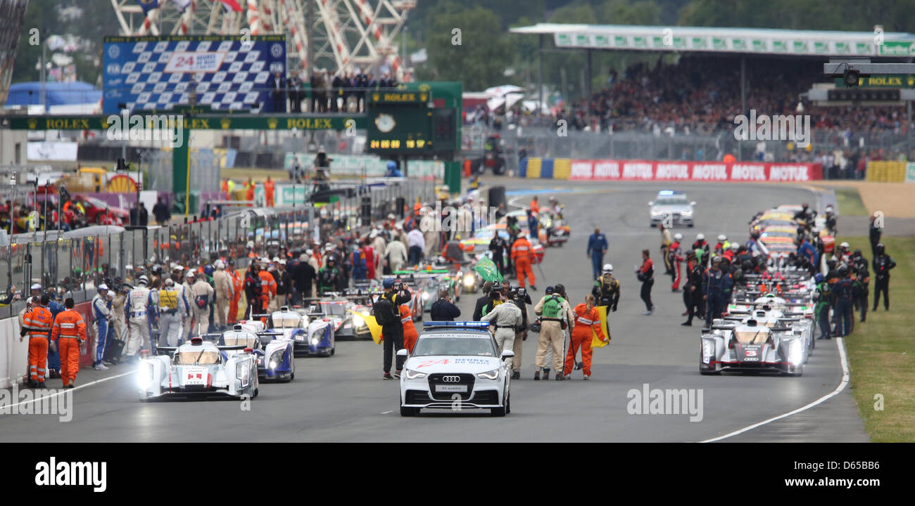 The racing cars with LMP1 class Audi R18 e-tron quattro hybrid of Audi ...