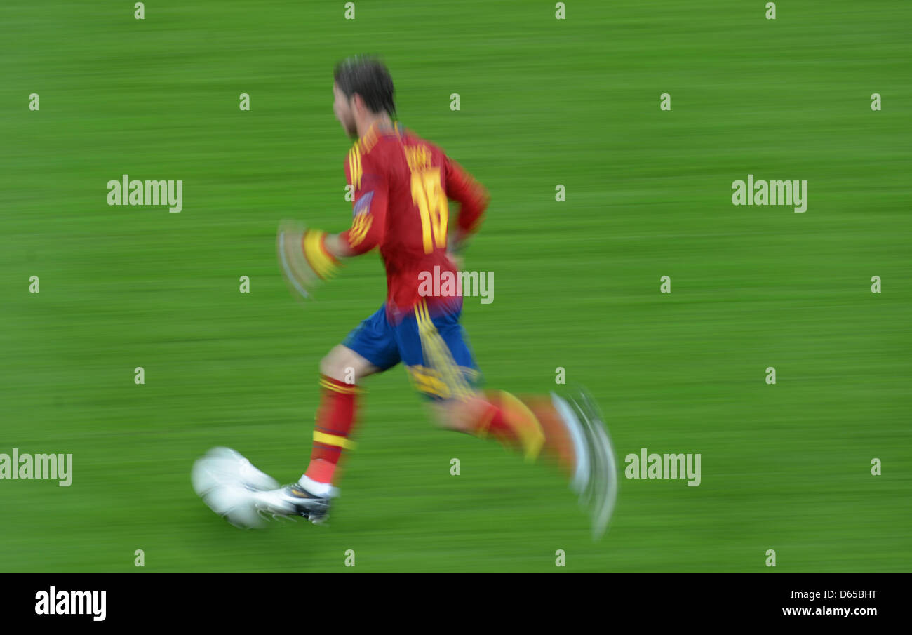 Spain's Sergio Ramos controls the ball during the UEFA EURO 2012 group ...