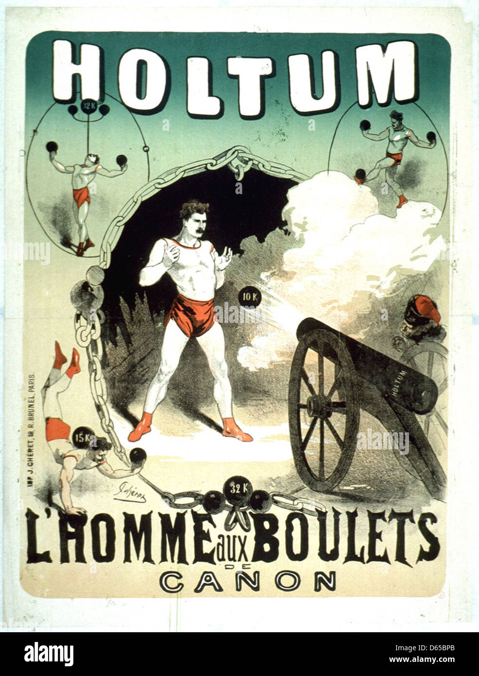 This 1888 French poster by Holtum features a circus cannon performance ...