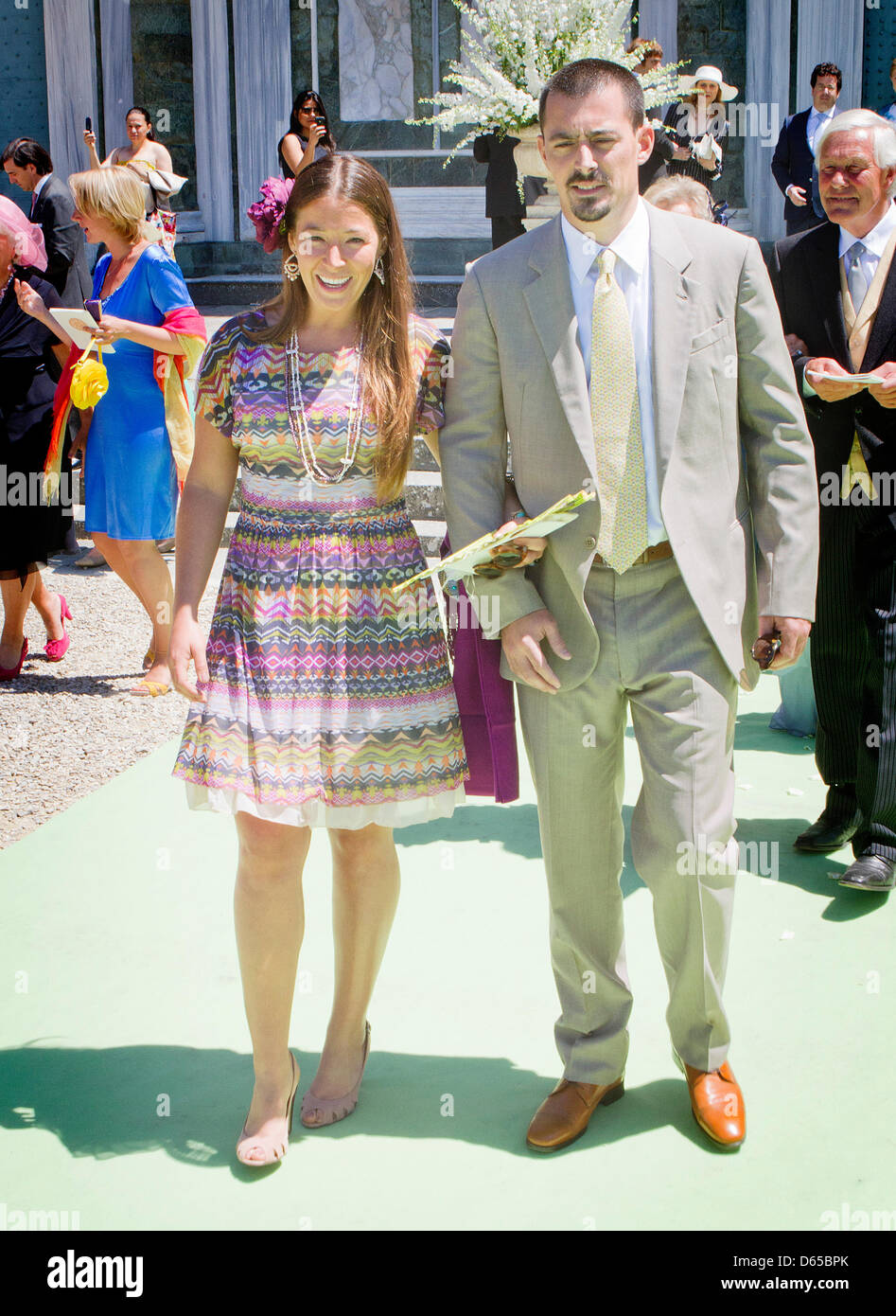 Juliana and Nicolas Guillermo attend the wedding of Princess Maria Carolina and Albert ...