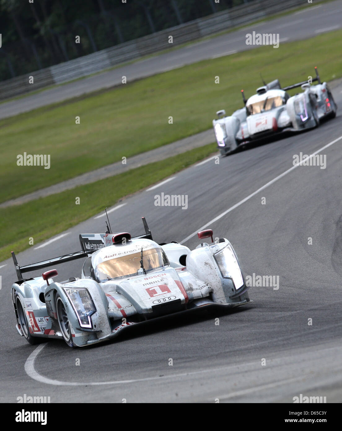 The LMP1 class Audi R18 e-tron quattro hybrid of Audi Sport Team Joest ...