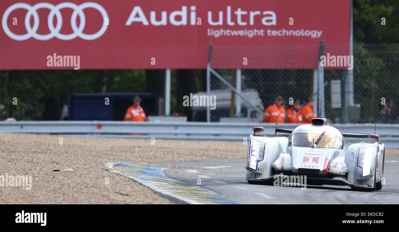 The LMP1 class Audi R18 e-tron quattro hybrid of Audi Sport Team Joest ...
