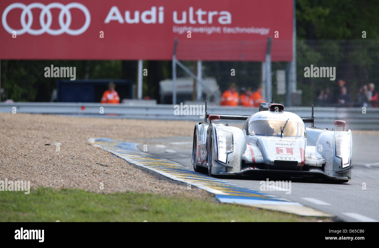 The LMP1 class Audi R18 e-tron quattro hybrid of Audi Sport Team Joest ...