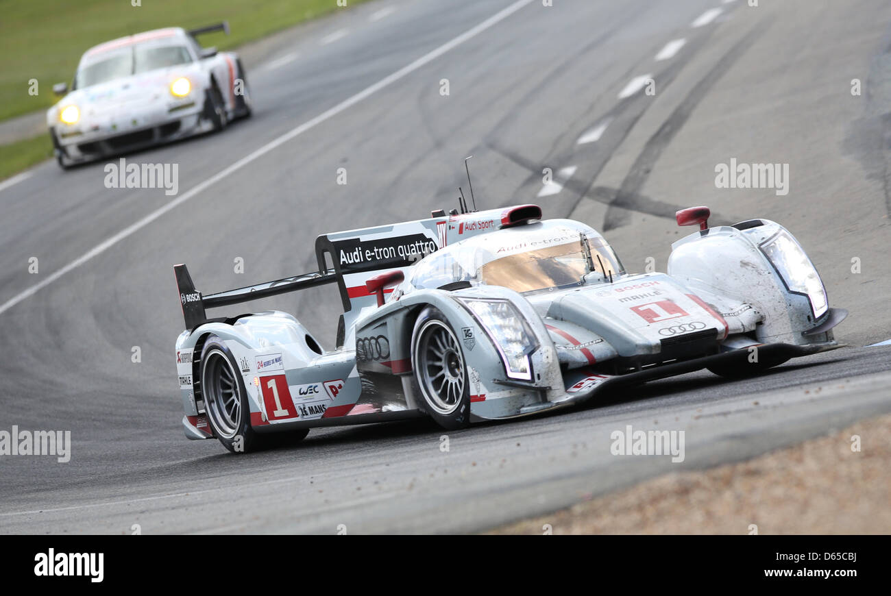 The LMP1 class Audi R18 e-tron quattro hybrid of Audi Sport Team Joest ...