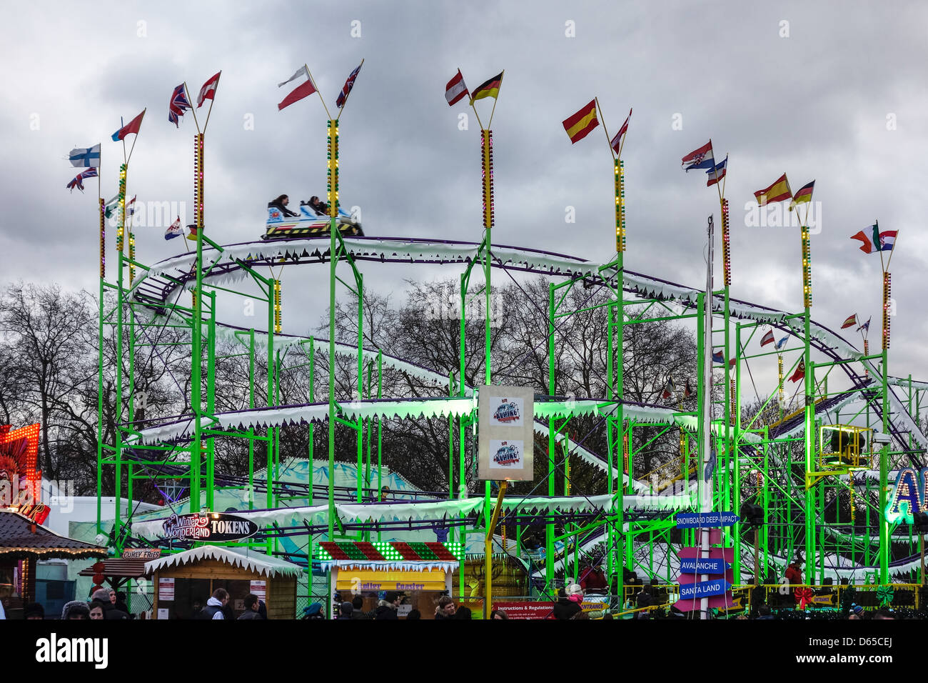Roller coaster ride at Winter Wonderland Hyde Park Stock Photo - Alamy