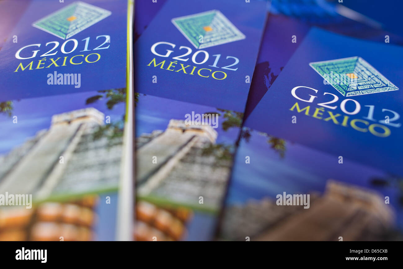 G20-brochures lie in the press center in Las Cabos, Mexico, 17 June ...