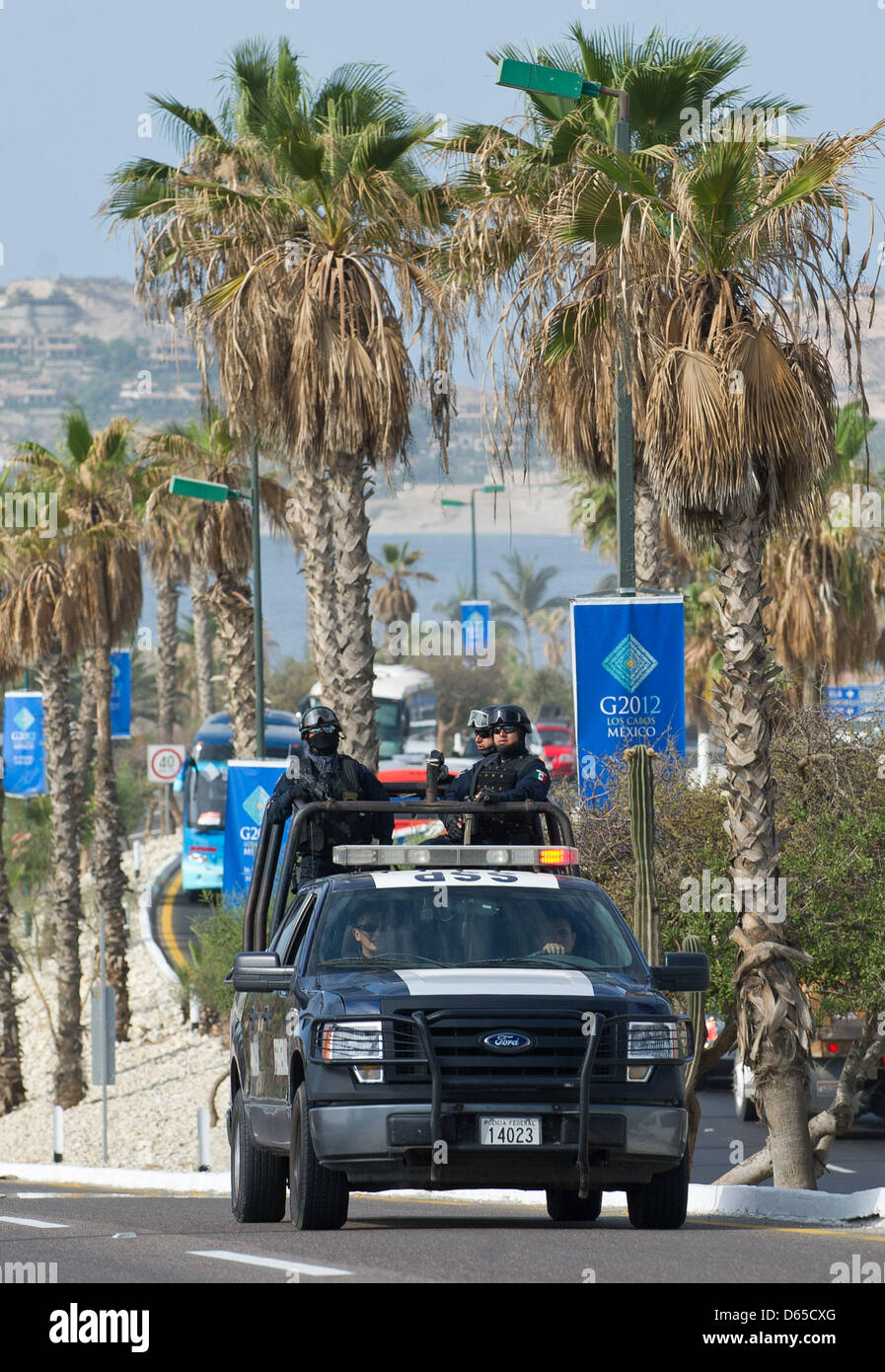 Heavily armed security forces patrol the streets in Las Cabos, Mexico ...