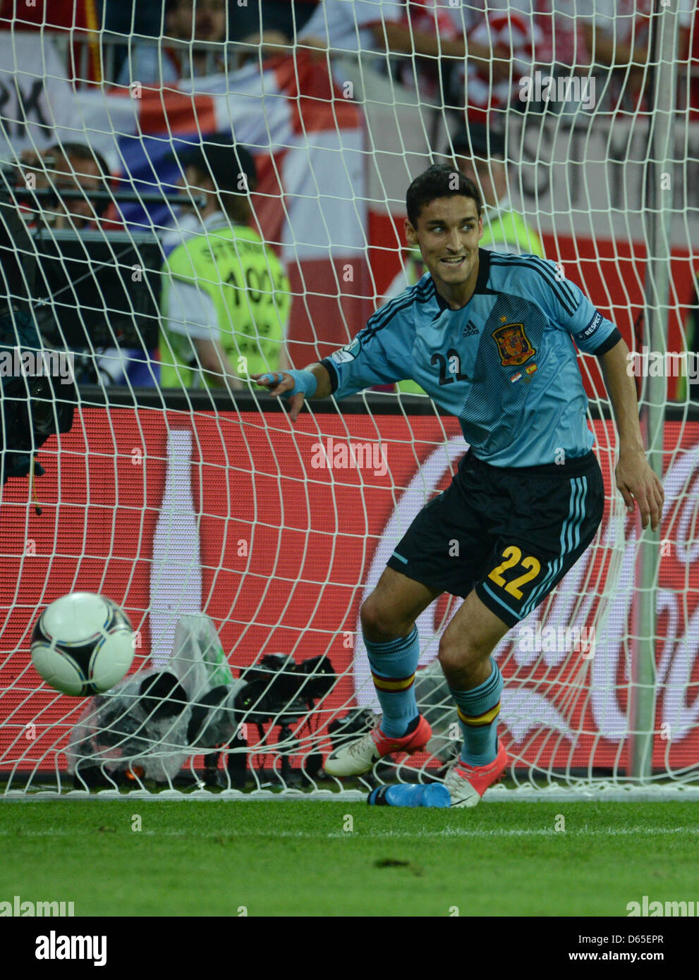 Jesus Navas of Spain celebrates after scoring the 0-1 during UEFA EURO ...