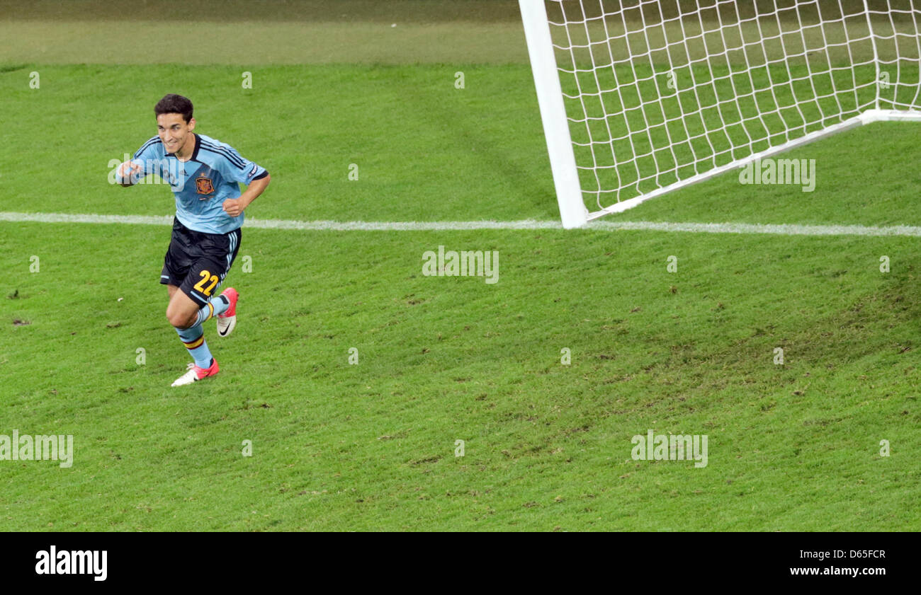 Spain's Jesus Navas celebrates during UEFA EURO 2012 group C soccer ...