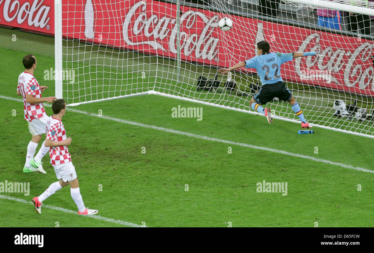 Spain's Jesus Navas celebrates during UEFA EURO 2012 group C soccer ...