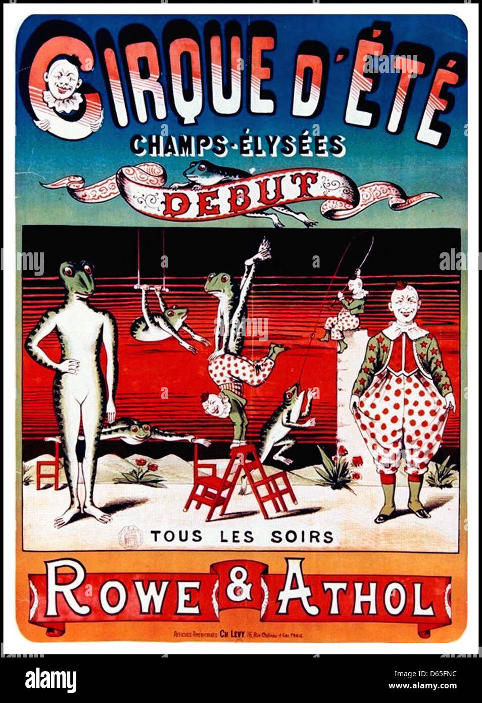 A French vintage advertisement poster for 'Le Cirque d'Été', featuring ...