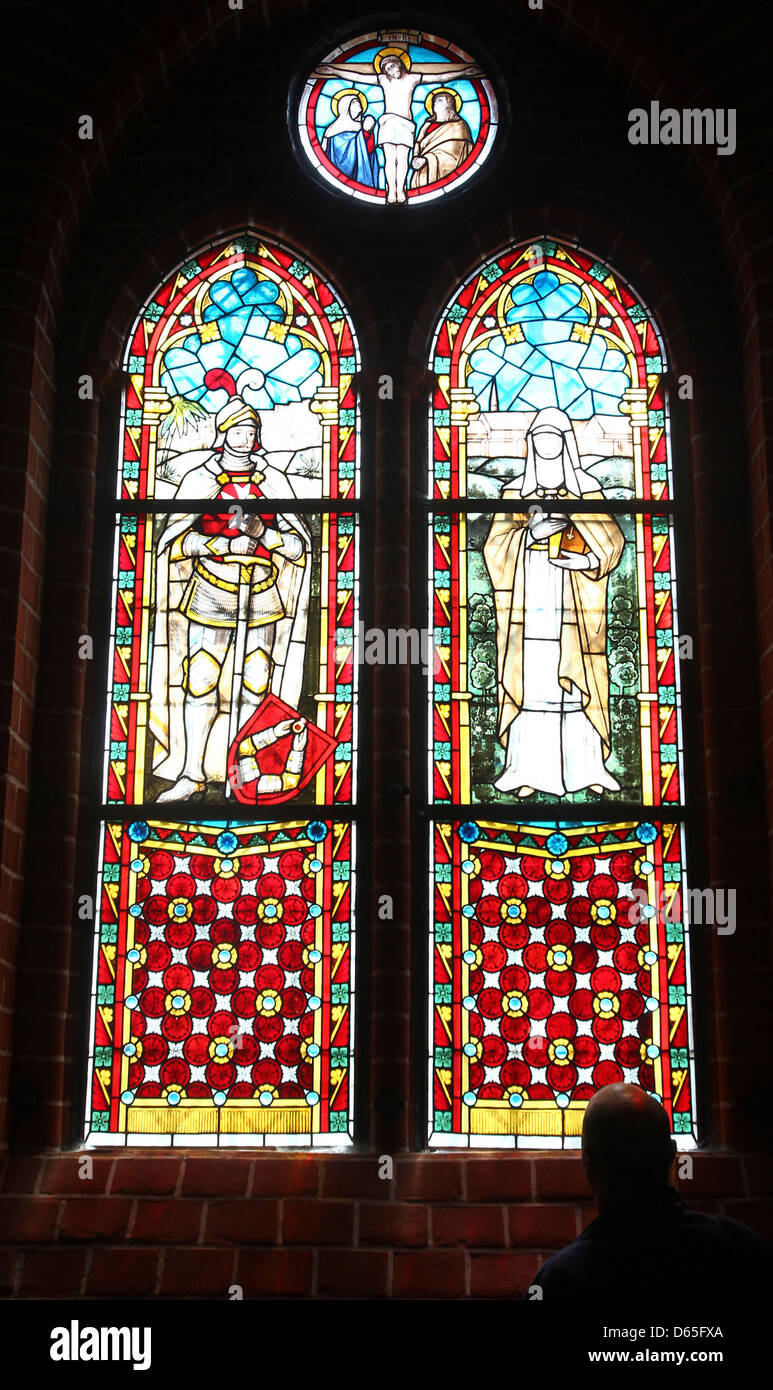 The medieval windows from the 13th century are pictured at Doberan ...