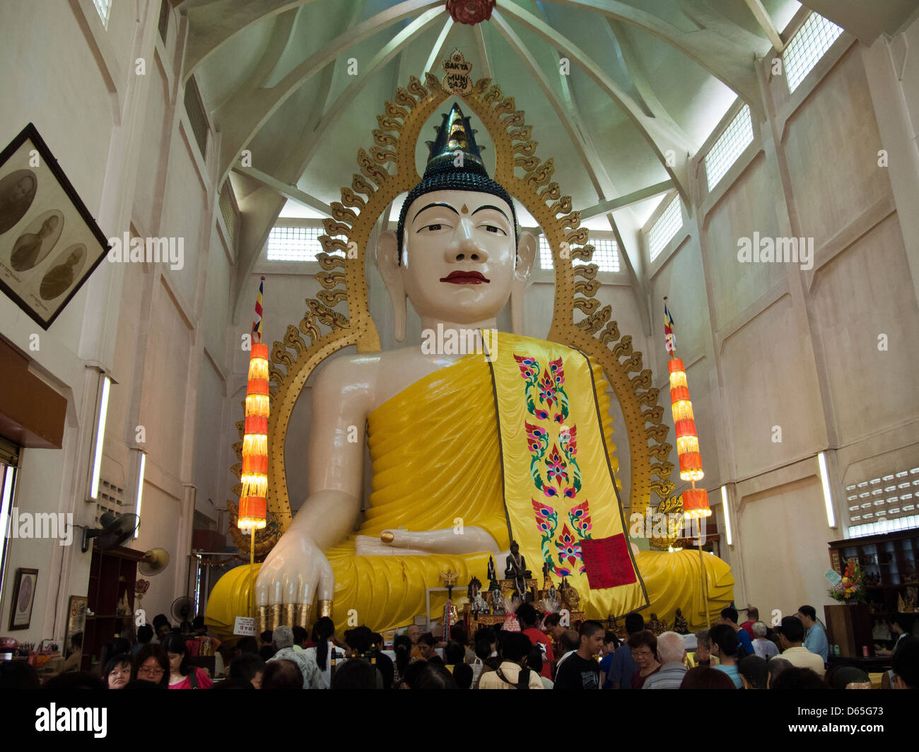 The 15 metre high statue of Buddha at the Sakya Muni Buddha Gaya Temple ...