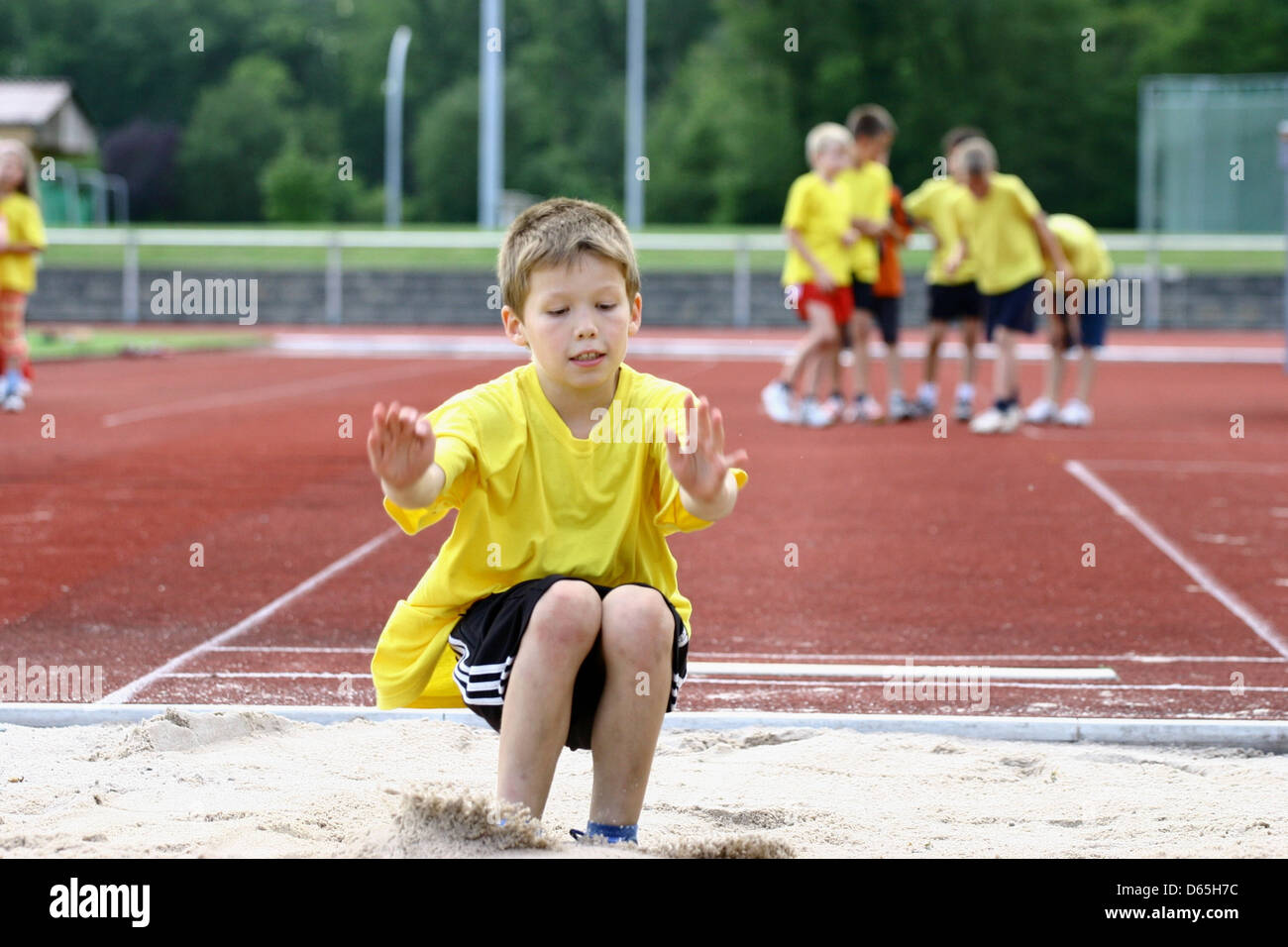 Boy Fitness Long Sports Jump High Resolution Stock Photography and ...