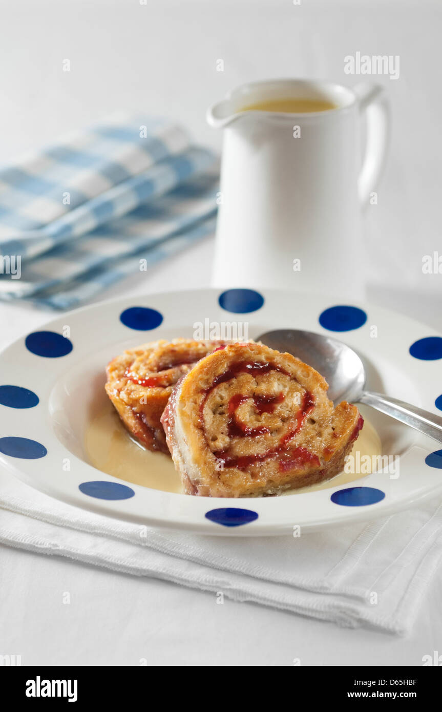 Jam roly poly Traditional British pudding Stock Photo - Alamy