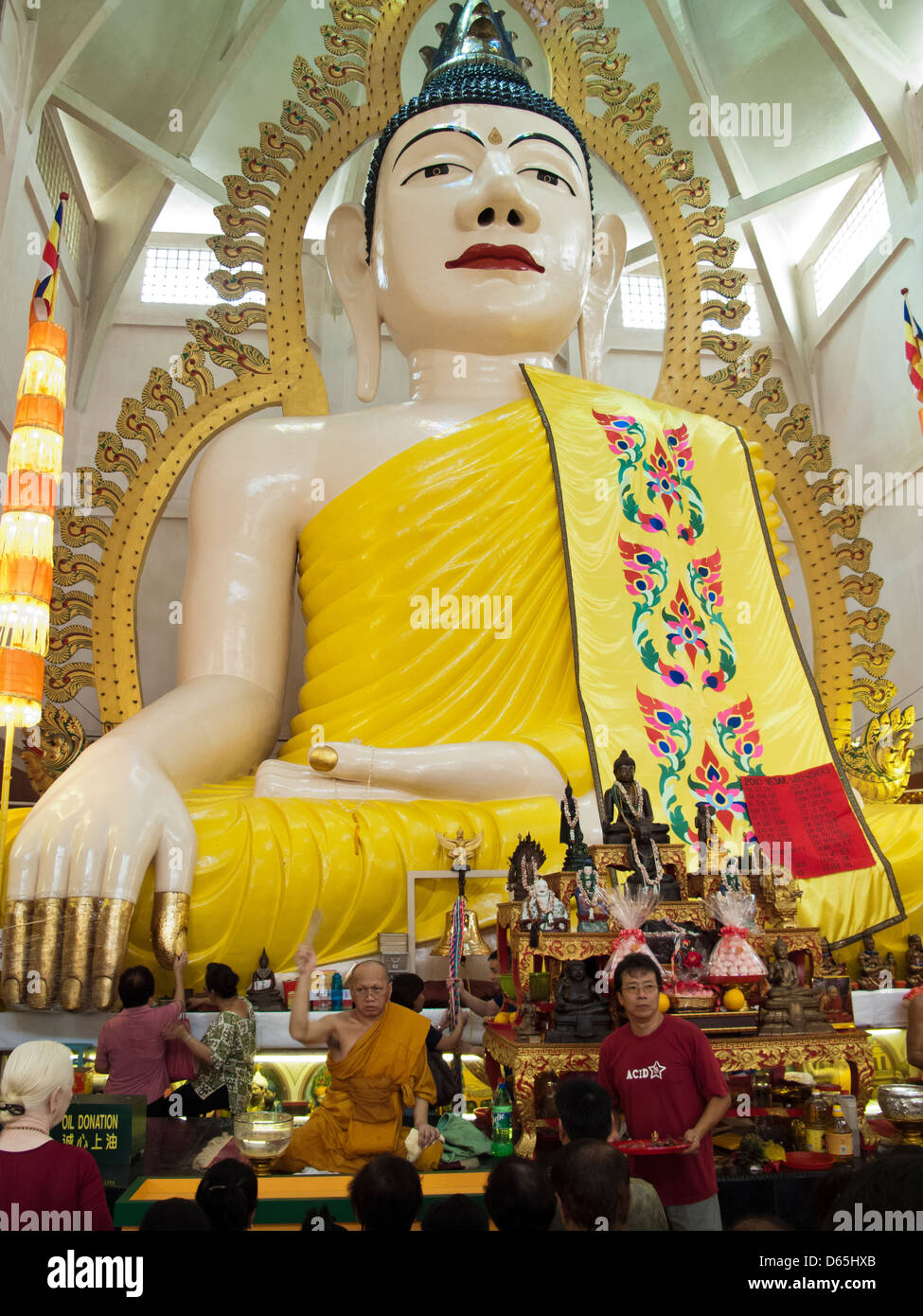 The 15 metre high statue of Buddha at the Sakya Muni Buddha Gaya Temple ...