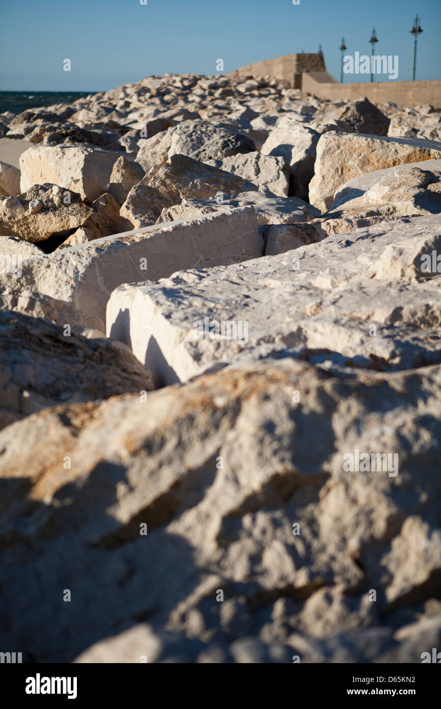 The sea wall in the port of Balestrate, Sicily Stock Photo - Alamy