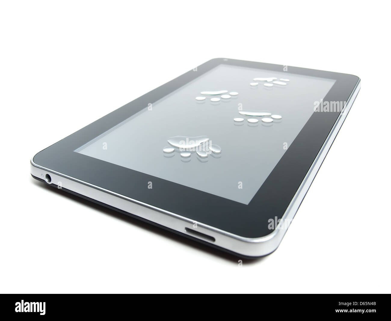 Tablet or pad device with paw prints on it on a white background Stock ...