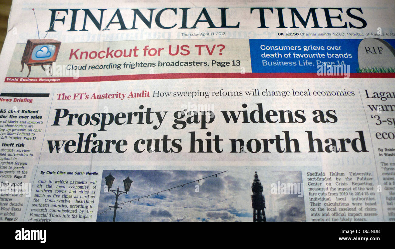 "Prosperity gap widens as welfare cuts hit north hard" newspaper ...