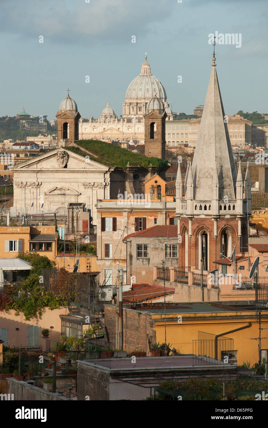 ROME, ITALY. An elevated view of the Tridente district of the city ...