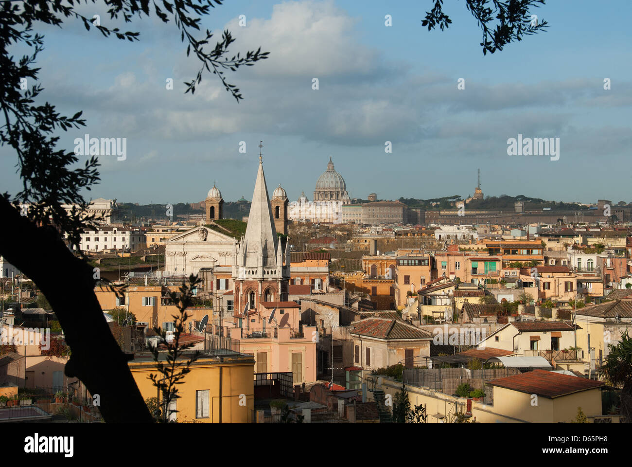 ROME, ITALY. An elevated view of the Tridente district of the city ...